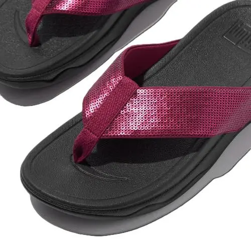 Fitflop Surfa Sequin Toe Post Sandals - Ruby
