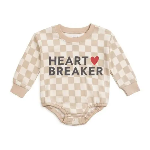SWEET WINK Heartbreaker Checkered Long Sleeve Romper - Natural
