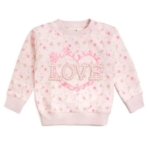 SWEET WINK Floral Sweatshirt With Pearl Patch