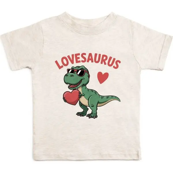 SWEET WINK Lovesaurus Valentine's Day Short Sleeve T-shirt - Natural Heather