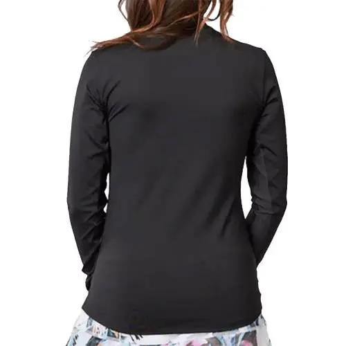 SOFIBELLA Long Sleeve Tennis Shirt - Black