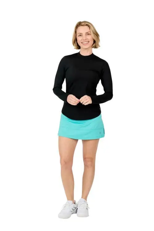 SOFIBELLA Long Sleeve Tennis Shirt - Black