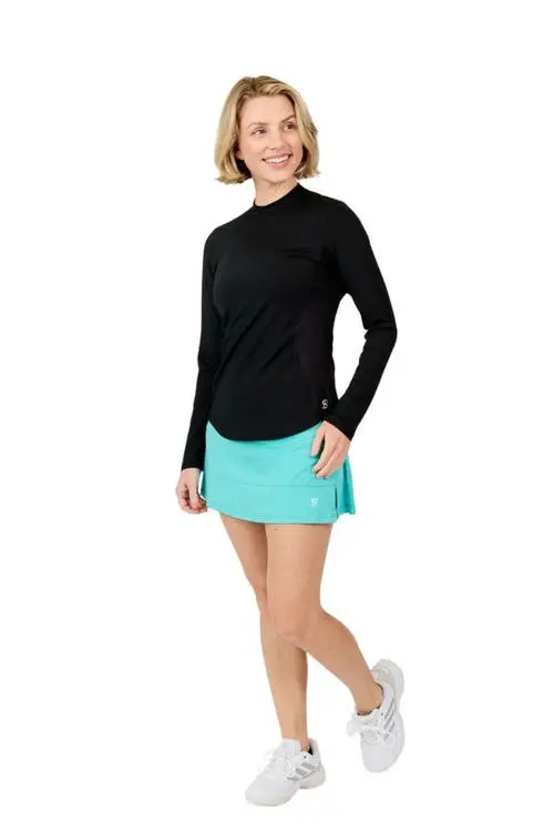 SOFIBELLA Long Sleeve Tennis Shirt - Black