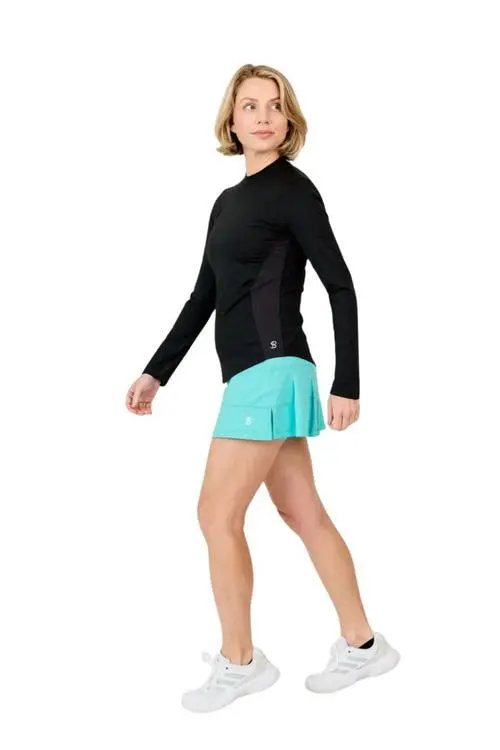 SOFIBELLA Long Sleeve Tennis Shirt - Black