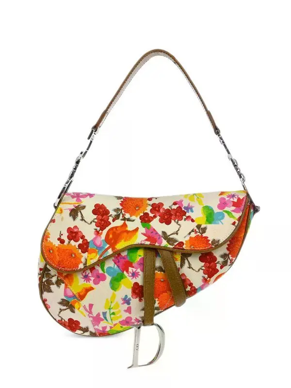 Dior 2005 Floral Saddle Shoulder Bag - Neutrals