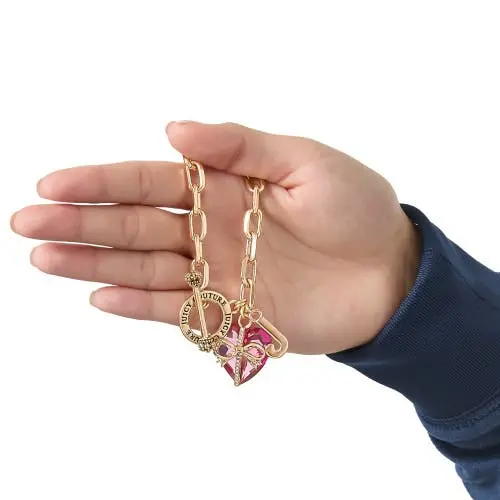 Juicy Couture Heart Stone And J Charm Bracelet - Pink