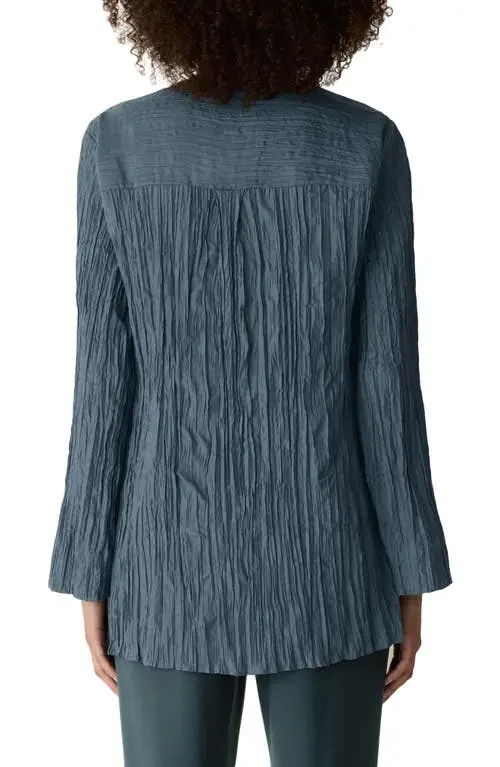 Eileen Fisher Crinkle Silk Button Down Top