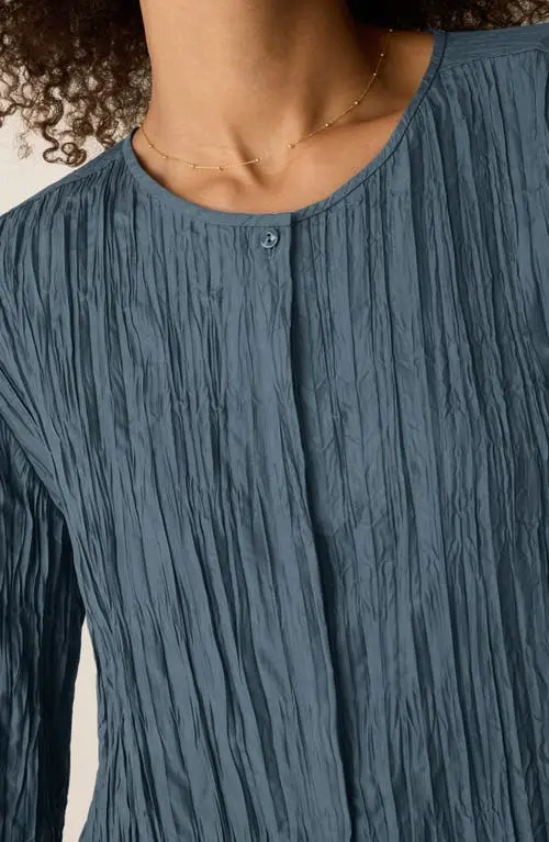 Eileen Fisher Crinkle Silk Button Down Top