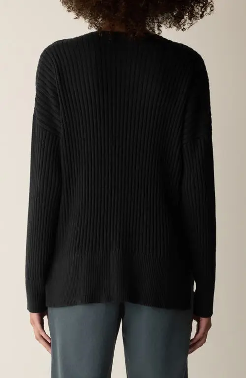 Eileen Fisher Cotton & Tencel™ Lyocell Ribbed V-neck Sweater
