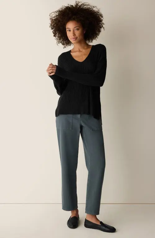 Eileen Fisher Cotton & Tencel™ Lyocell Ribbed V-neck Sweater
