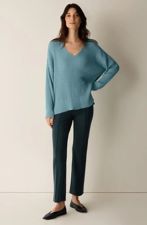 Eileen Fisher Cotton & Tencel™ Lyocell Ribbed V-neck Sweater