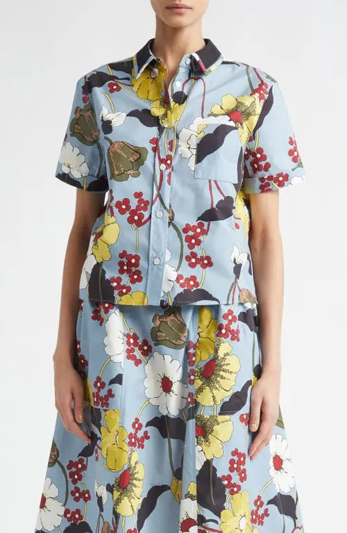 Marni Floral Short Sleeve Button-up Shirt - Mfb31sky