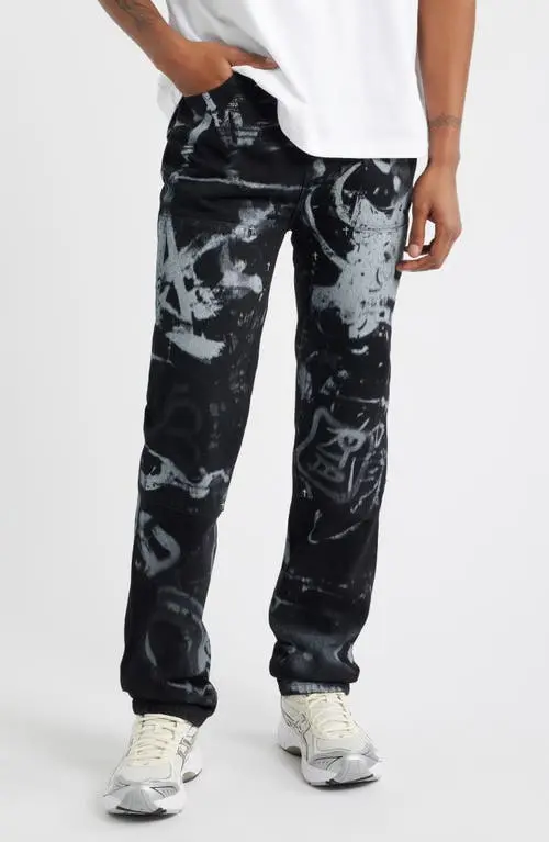 RtA Ricardo Slim-fit Graffiti Graphic Jeans - Graffiti Graphite