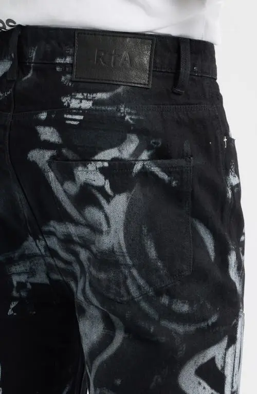 RtA Ricardo Slim-fit Graffiti Graphic Jeans - Graffiti Graphite