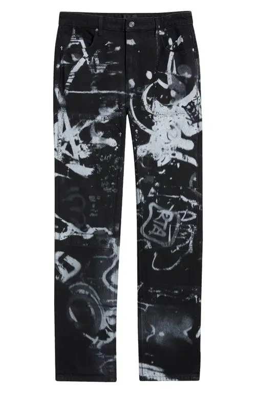 RtA Ricardo Slim-fit Graffiti Graphic Jeans - Graffiti Graphite