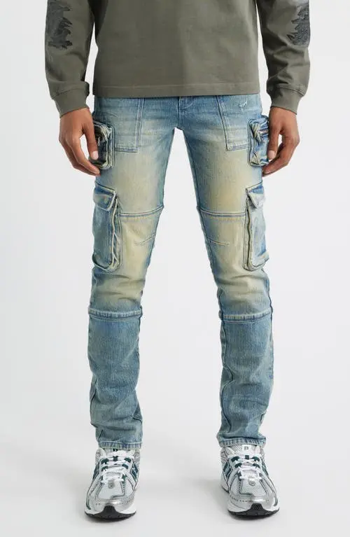 RtA Slate Cargo Skinny Jeans - Muddy Sky