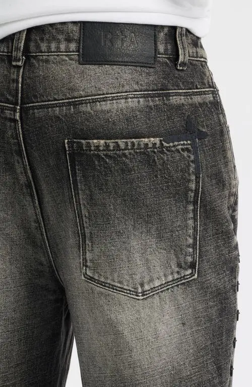 RtA Jonas Distressed Straight Leg Jeans - Ash Storm Side Cross