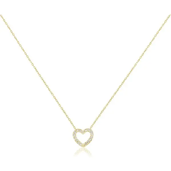 THE LOVERY FINE JEWELRY Diamond Cut Out Heart Necklace - Yellow Gold