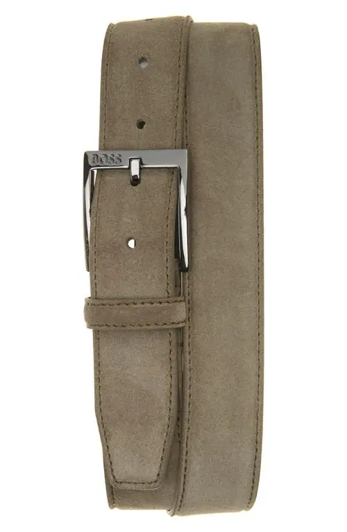 BOSS Caleb Suede Belt - Olive Green