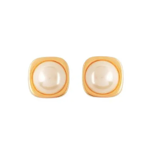 SUSAN CAPLAN 1980s Vintage Square Earrings - Faux Pearl