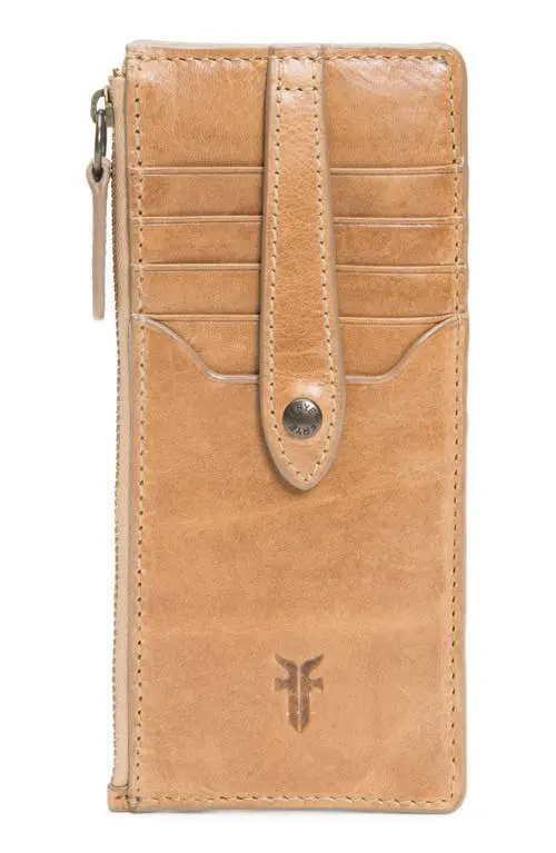 Frye Slim Leather Snap Card Wallet - Beige