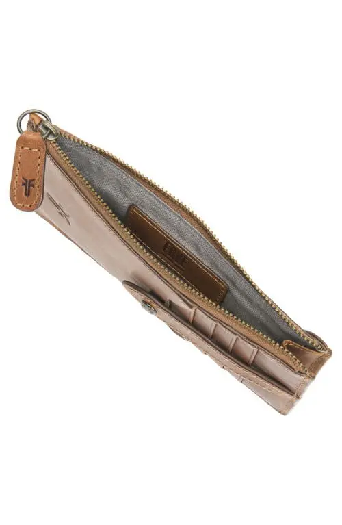 THE FRYE COMPANY Slim Leather Snap Card Wallet - Cognac