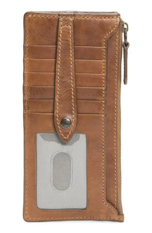 THE FRYE COMPANY Slim Leather Snap Card Wallet - Cognac