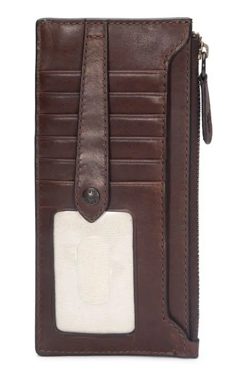 Frye Slim Leather Snap Card Wallet - Dark Brown