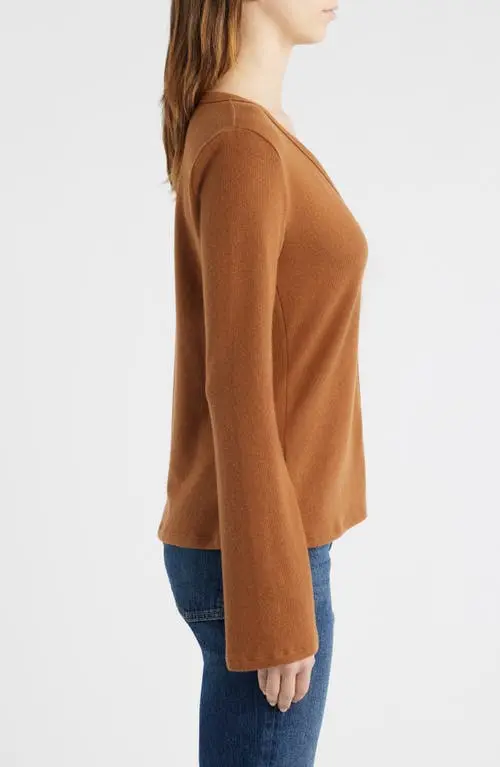 REFORMATION Millie Split Front Cardigan - Toffee
