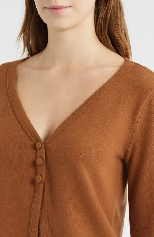 REFORMATION Millie Split Front Cardigan - Toffee