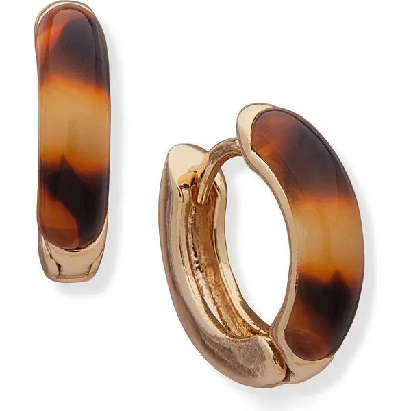 Ralph Lauren Tortoise Pattern Huggie Hoop Earrings - Gold/brown