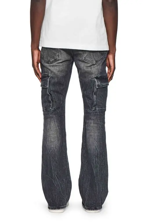 PURPLE BRAND Tinted Worn Flare Cargo Jeans