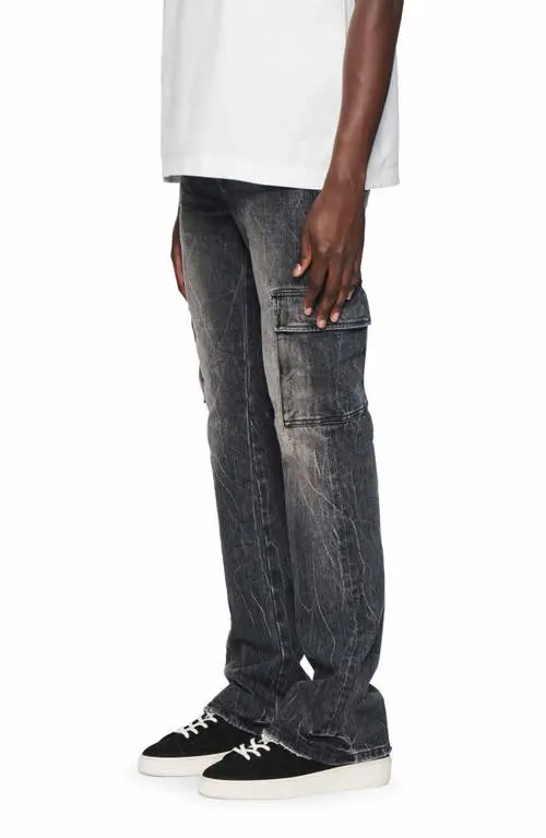 PURPLE BRAND Tinted Worn Flare Cargo Jeans