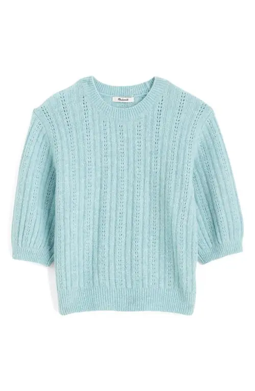 Madewell Cloudsoft Short Sleeve Sweater - Mint Blue