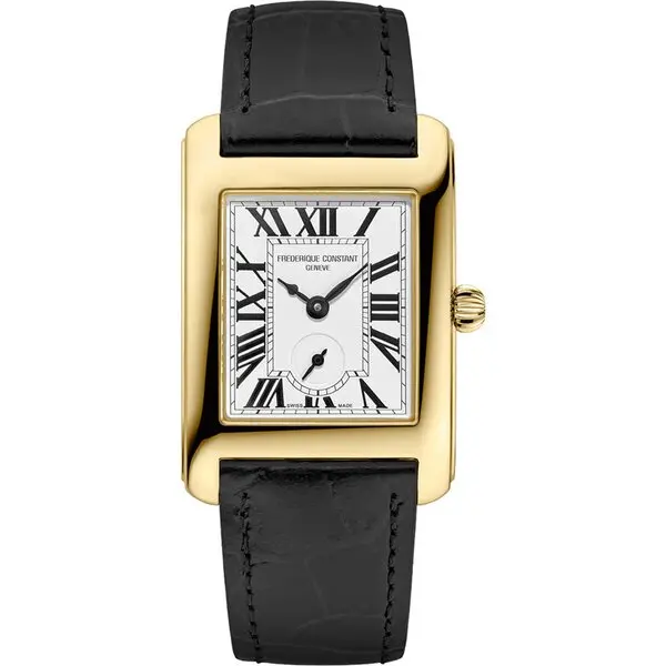 FREDERIQUE CONSTANT Classics Carrée Small Seconds Leather Strap Watch - Black