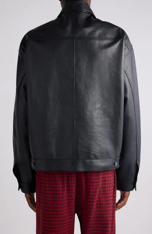 Balenciaga Logo Leather Shirt Jacket