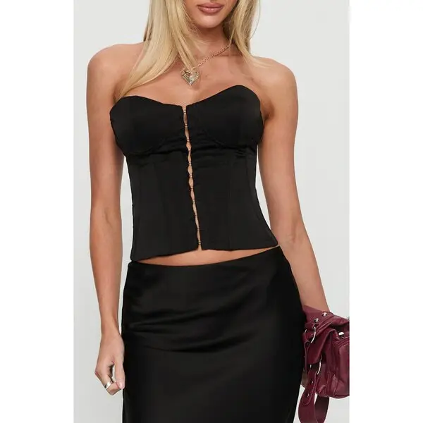 Princess Polly Afelia Lace-up Corset Top - Black
