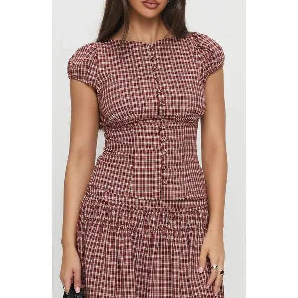 Princess Polly Alixandra Check Button-up Top