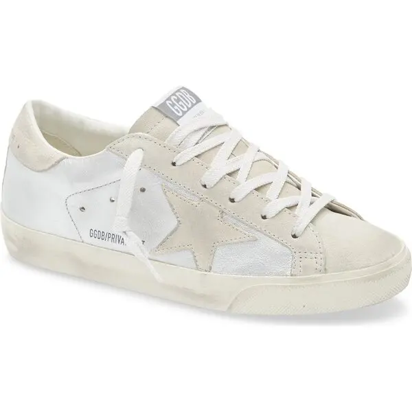 GOLDEN GOOSE Super-star Leather And Suede Sneakers - Silver/grey
