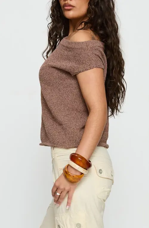 Princess Polly Ashfield Off-the-shoulder Sweater - Brown