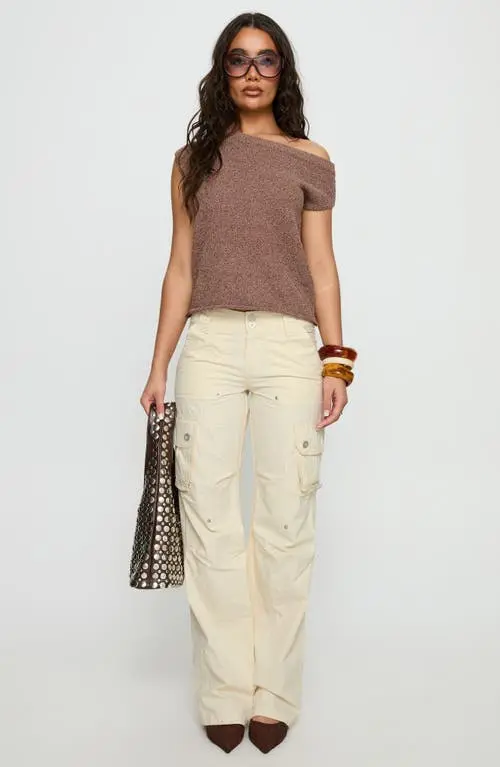 Princess Polly Ashfield Off-the-shoulder Sweater - Brown