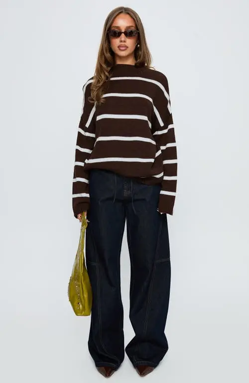 Princess Polly Alara Stripe Mock Neck Sweater