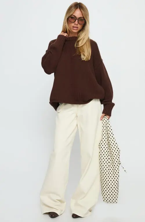 Princess Polly Wilda Oversized Cotton Crewneck Sweater