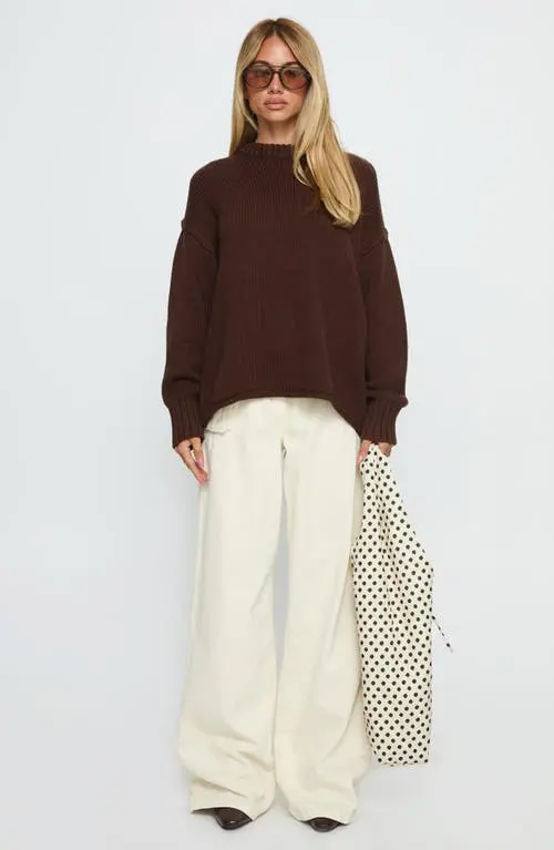Princess Polly Wilda Oversized Cotton Crewneck Sweater