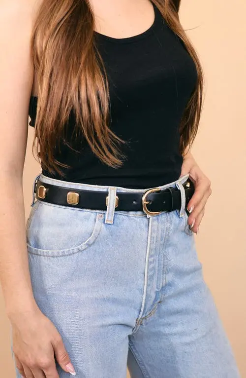 PETIT MOMENTS Studded Buckle Belt - Black/gold