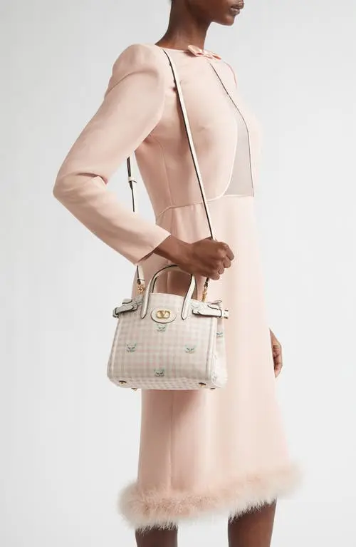 Valentino Garavani Small Antibes Gingham Canvas Tote - Ivory/multi