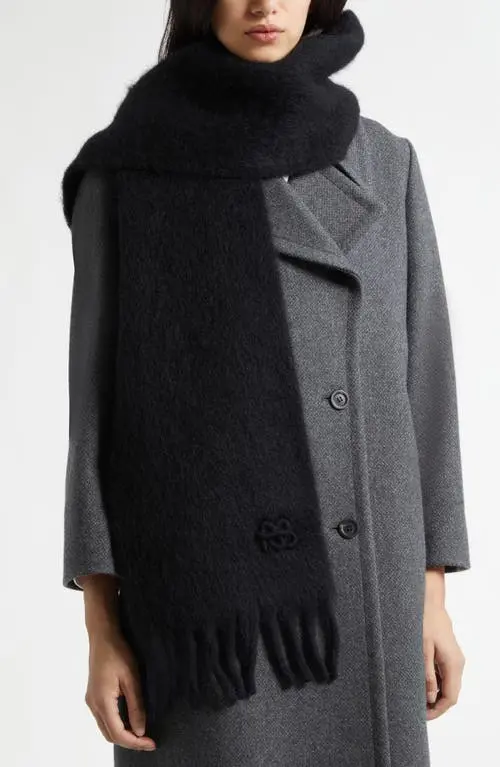 Ruslan Baginskiy Monogram Embroidered Fringe Scarf - Black
