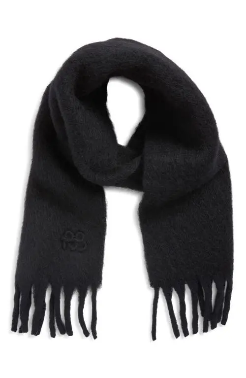 Ruslan Baginskiy Monogram Embroidered Fringe Scarf - Black