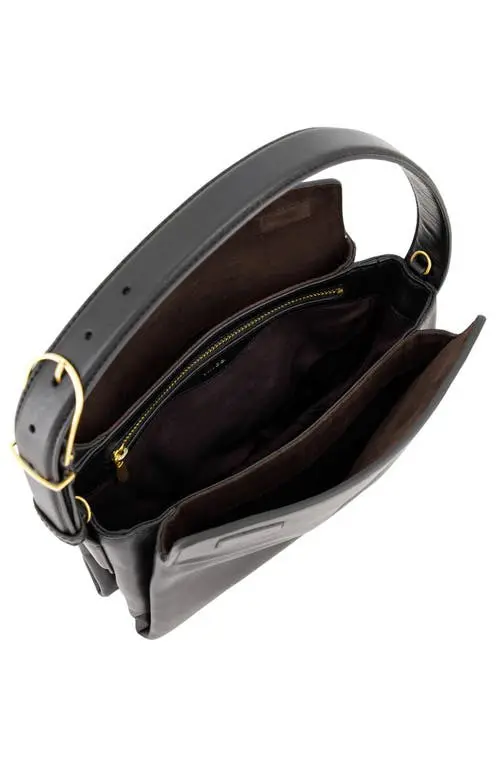 Vince Boxy Nappa Leather Shoulder Bag - Black