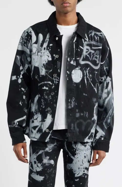 RtA Norris Graffiti Shirt Jacket - Graffiti Graphite